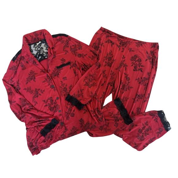 Soma | Intimates & Sleepwear | Soma Red Black Lace Dark Romantic Floral ...